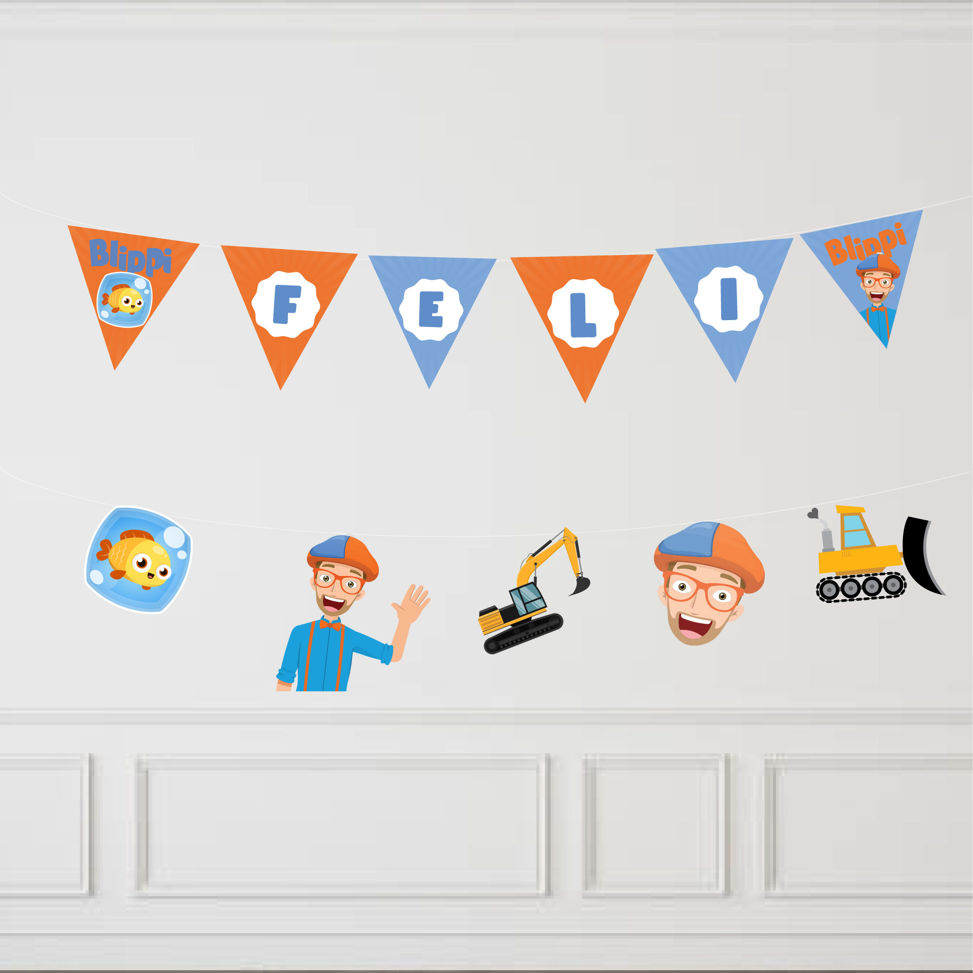 Banderines Editables Blippi – DeLoLindo